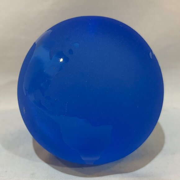 Accents | Blue Satin Glass Globe World Map Paperweight | Poshmark
